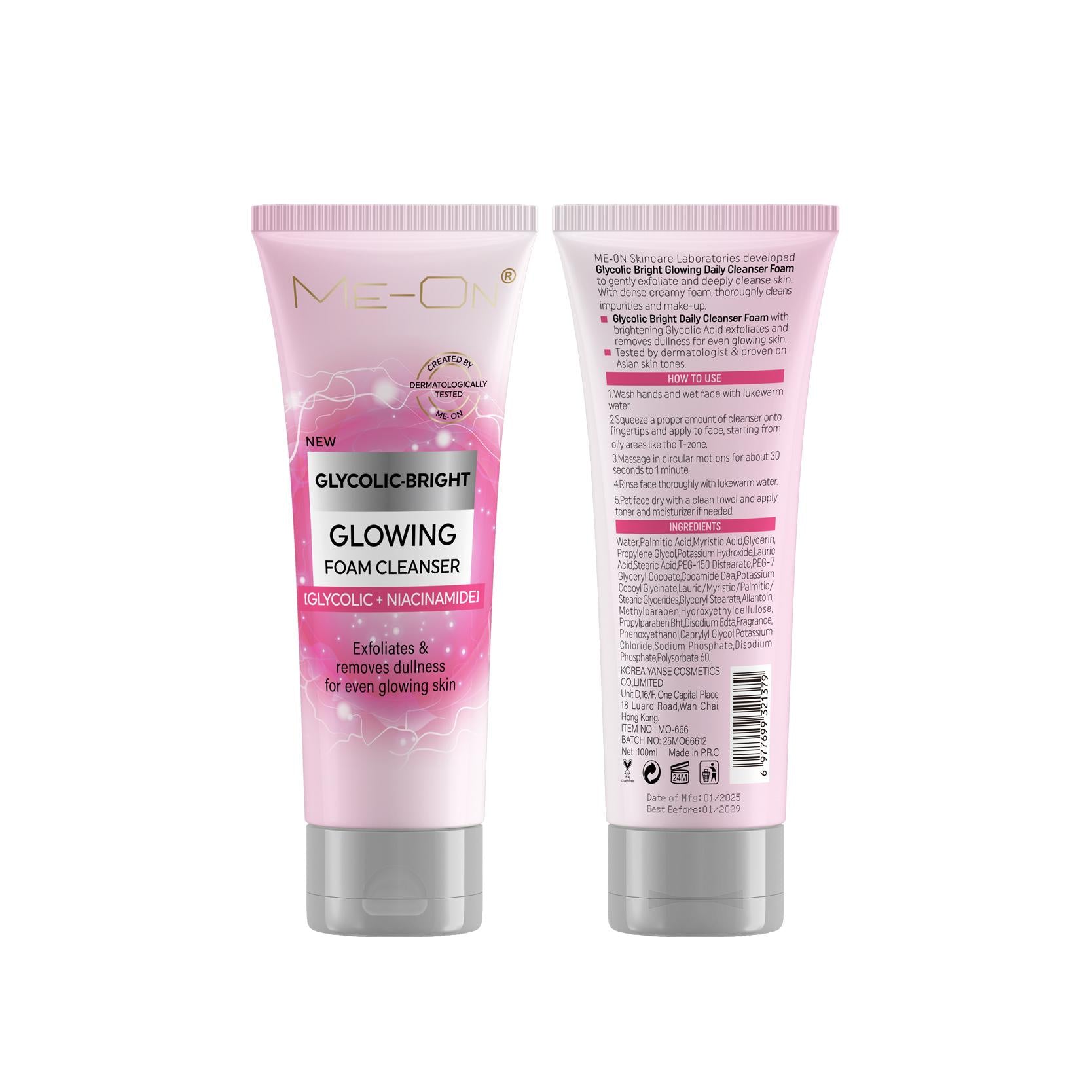 Meon Glycolic Bright Glowing Foam Cleanser – GB Cosmetics
